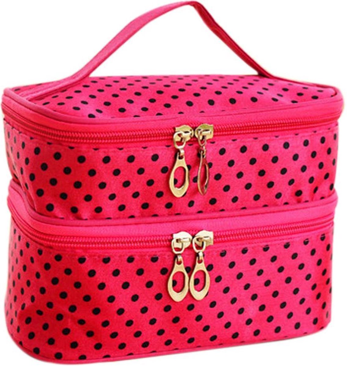 Polka Dot Make Up Tasje Met Spiegel - Opberg Etui / Cosmetica Organizer ...