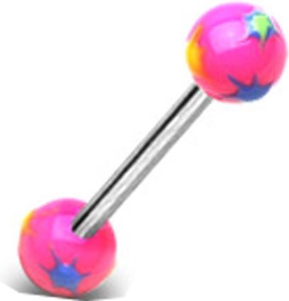 Tongpiercing gekleurde sterren roze ©LMPiercings | bol.com