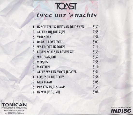 Toast - Twee Uur 's Nachts, Toast | CD (album) | Muziek | bol