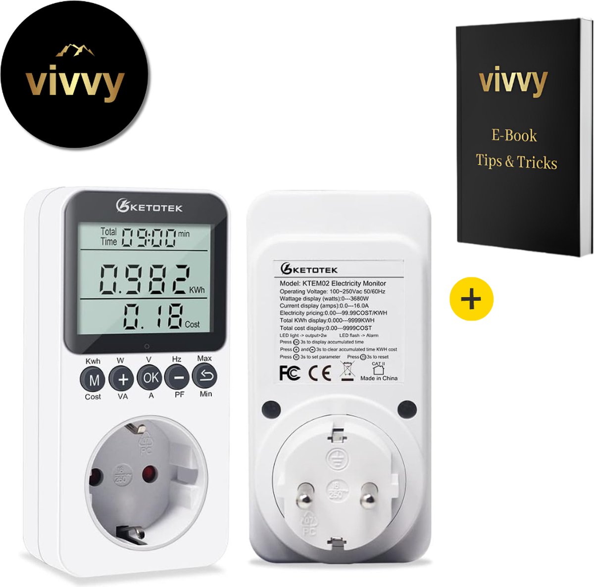 Verbruiksmeter Electriciteit 10 In 1 - Kwh Meter Met Display ...