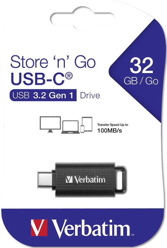 Verbatim Store n Go USB-C® USB-stick 32 GB Zwart 49457 USB-C USB 3.2 (Gen 1) | bol