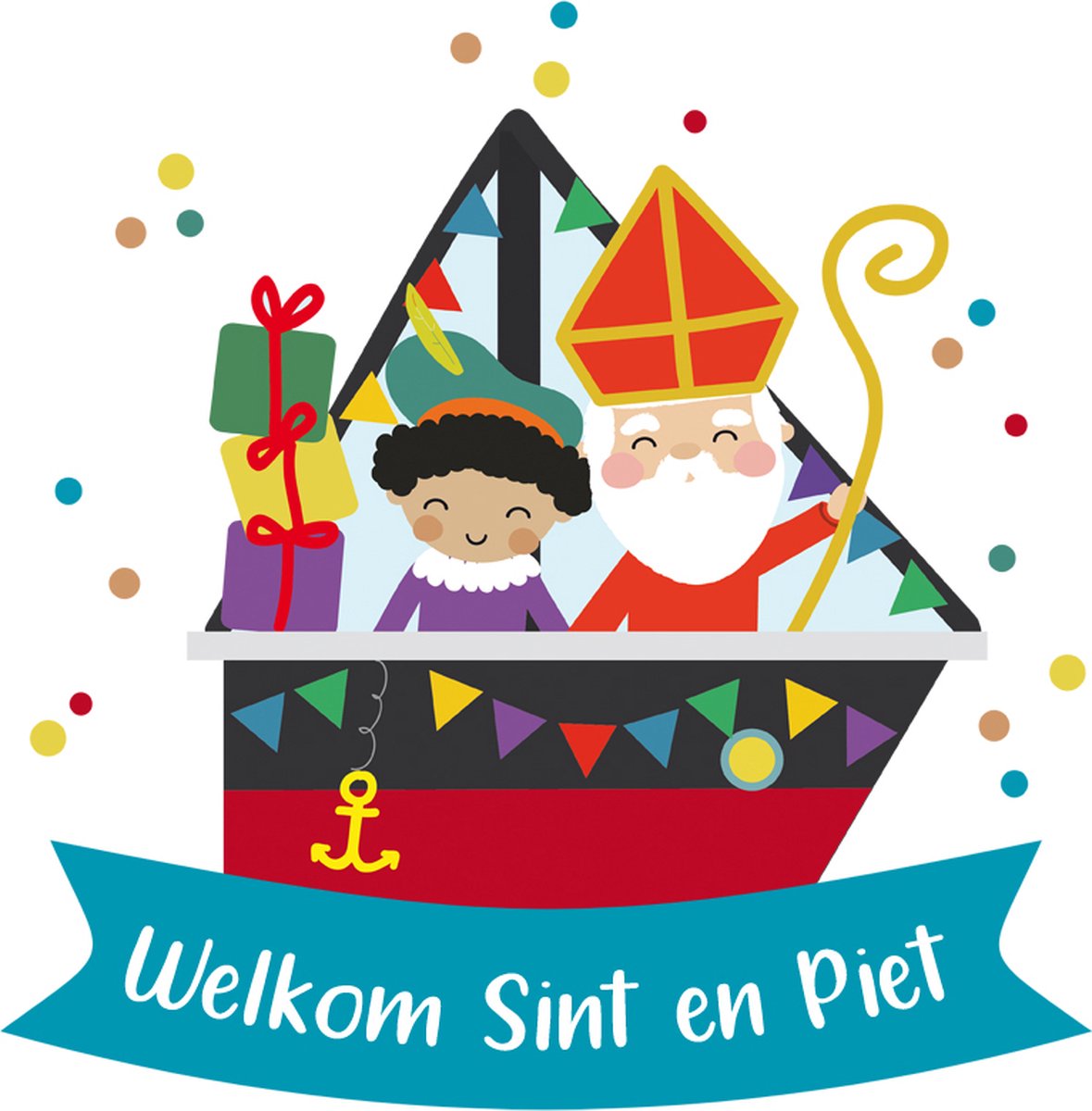 SINTERKLAAS RAAMSTICKER - Raamstickers sinterklaas met leuke confetti ...