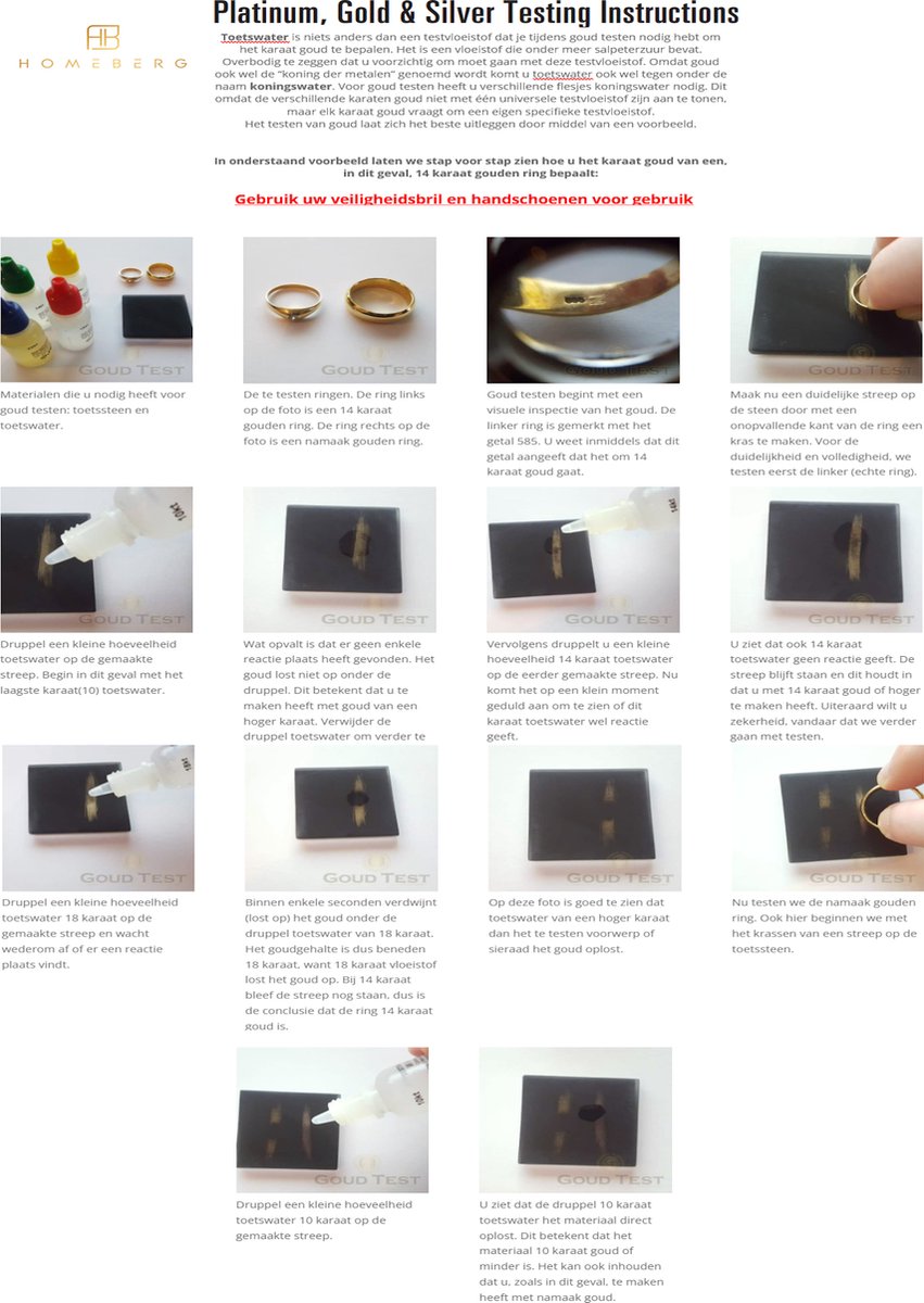 Levabe Toetswater Goud & Zilver + Toetssteen + 9K EN 23,8K TESTER - en ...