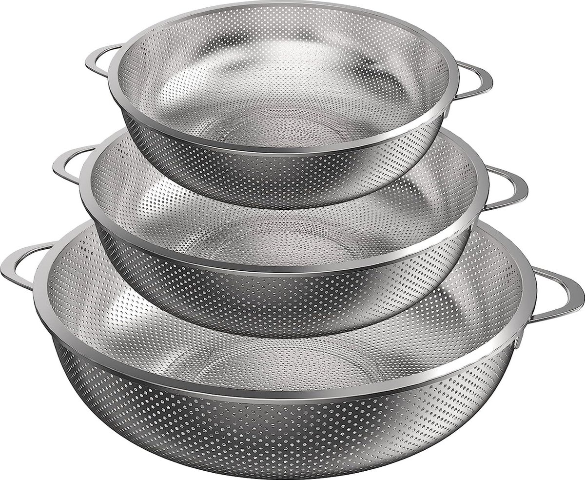 Zawaer Zeef voor keuken, 3-delige set, roestvrij staal ...