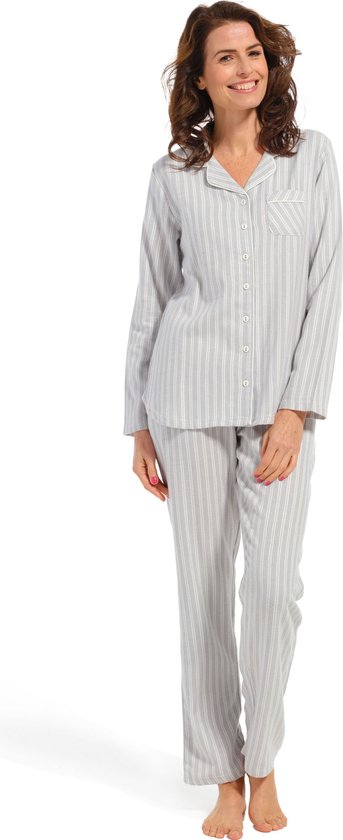 Pastunette - Dames Pyjama set Debbie - Grijs - Flanel - Katoen - Maat ...