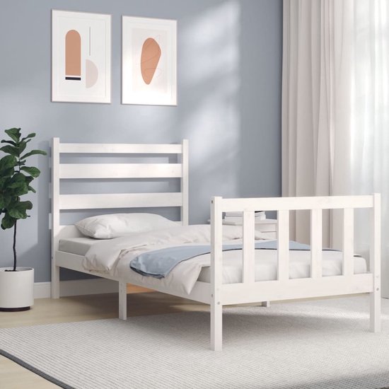 vidaXL Wit Bed Frame - Massief Grenenhouten Bed - Bedframe zonder ...
