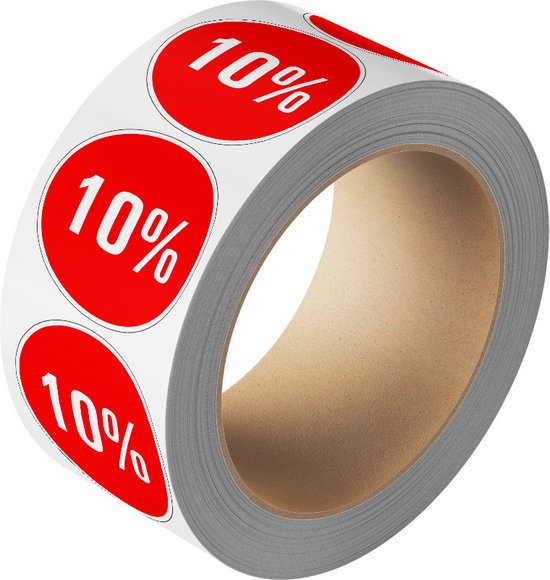 Korting sticker 10% op rol 20 mm - 1150 per rol | bol