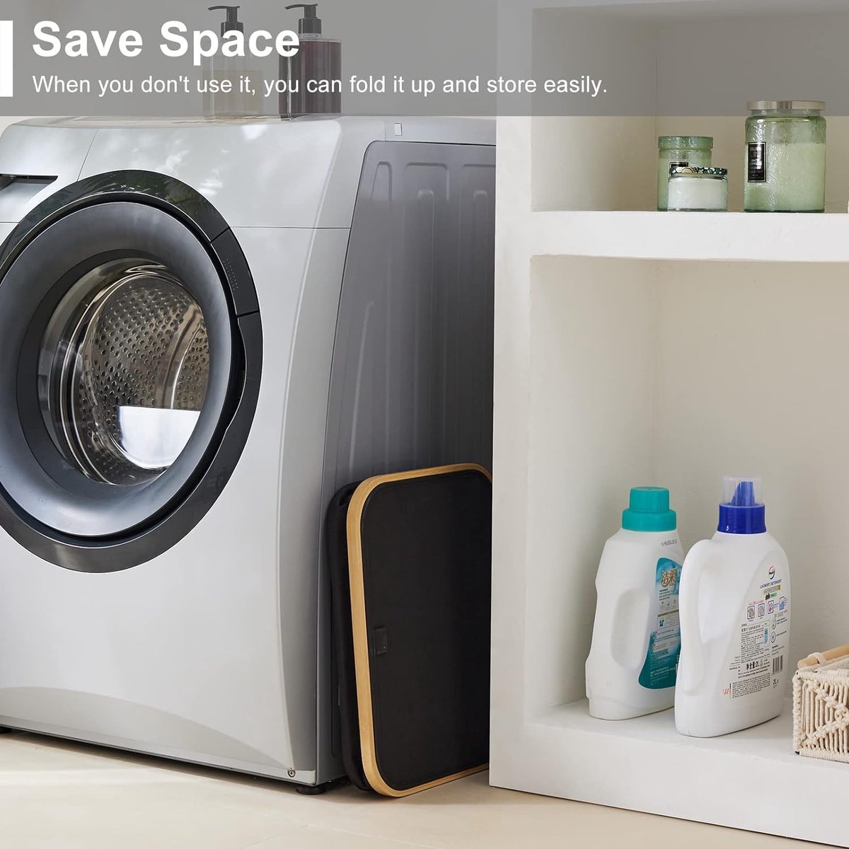 Wasmand met deksel, 85 l, wasverzamelaar, smal met waszak, grote opvouwbare... | bol