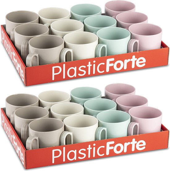 PlasticForte 24x Gekleurde drinkbekers/mokken - kunststof - 320 ml ...