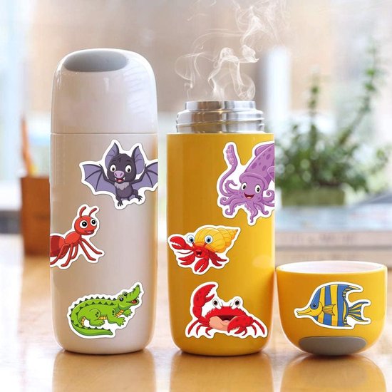 100x Dieren sticker - 5x7CM - Vissen, Zeedieren, Zoogdieren, Reptielen etc. Decoratie... | bol