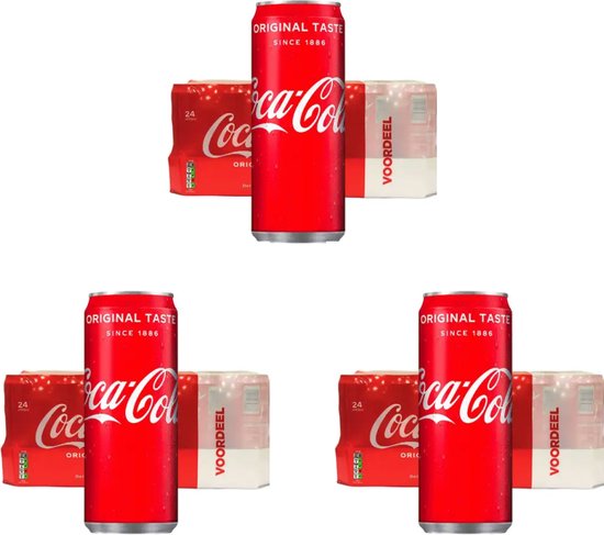 Coca Cola - Regular - sleekcan - Triple Pack - 3x 24x33 cl - NL | bol