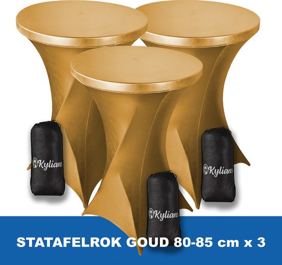 Statafelrok Goud x 3 – 2 jaar garantie met Opbergtas - ∅ 80-85 x 110 cm - Statafelhoes... | bol