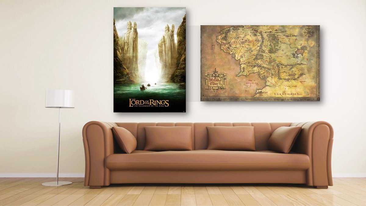 Lord of the Rings poster - Set van twee posters - Middle earth map - J ...