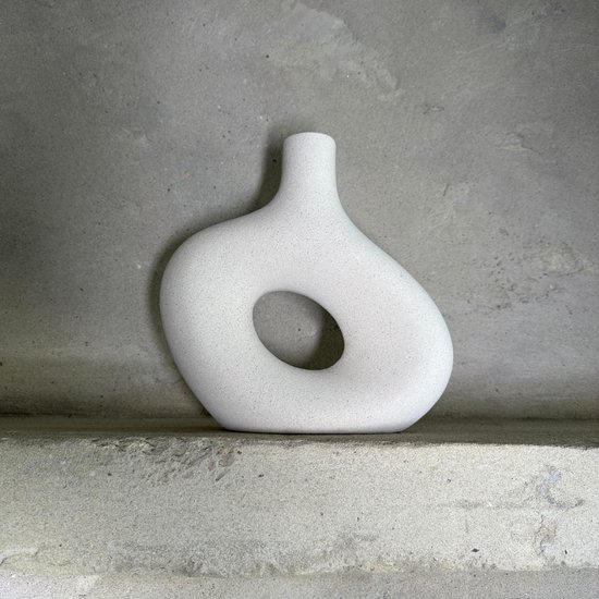 Keramische Vaas - Vaas Wit - Moderne Vaas - Donut Vaas - Decoratieve ...