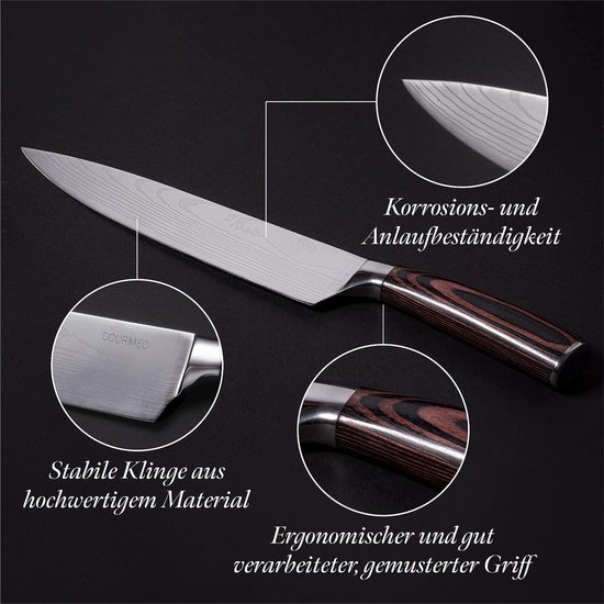 Keukenmes met houten handvat, roestvrij staal, professioneel mes ...