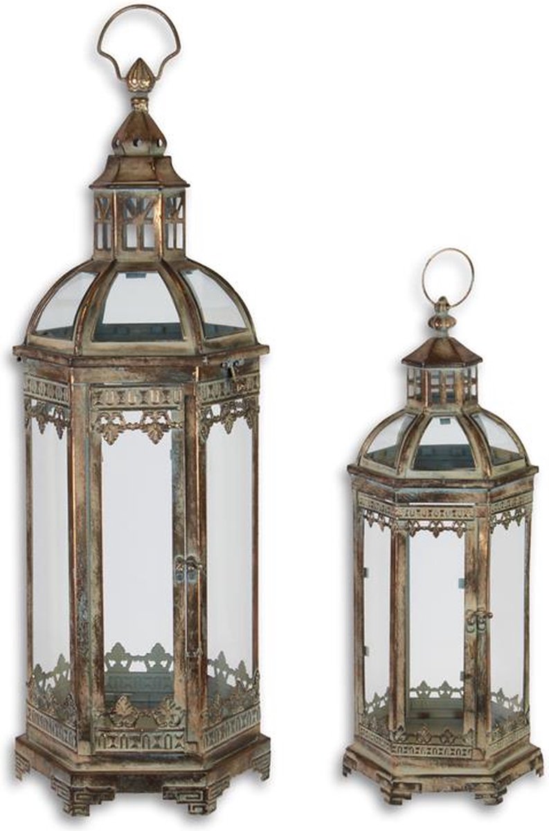 Lantaarn - Tinnen Lantaarn Klassiek - set van 2 - 72,7 cm hoog | bol.