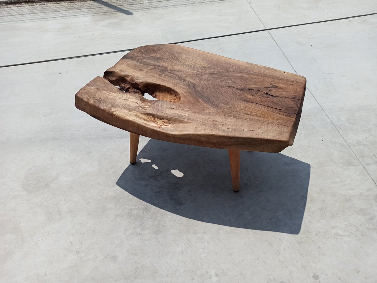 Rustieke handgemaakte houten salontafel - Unieke walnoot (WG-012) | bol.com