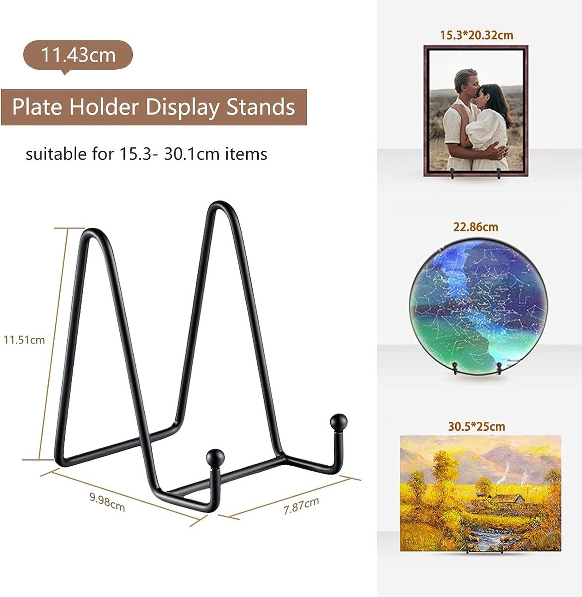 5-delige plaatstandaard, 4,5 inch ezel zwarte plaathouder stand metalen ...