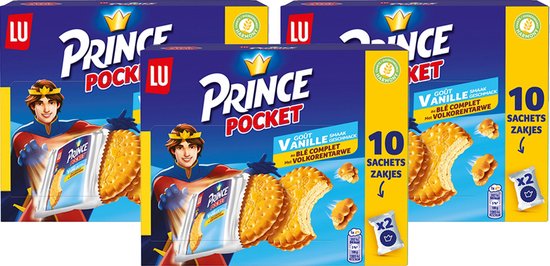 Prince Pocket Vanille - gevulde koek met vanillecrème - 400g x 3 | bol