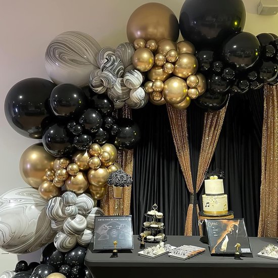 140 stuks Zwart en Goud Ballon Boog Kit, Zwart en Goud Ballonnen ...