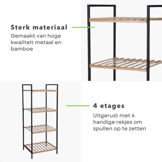 Cheqo® Stevig Badkamerrek - Badkamer Rek - Opbergrek - Badkamerkast ...