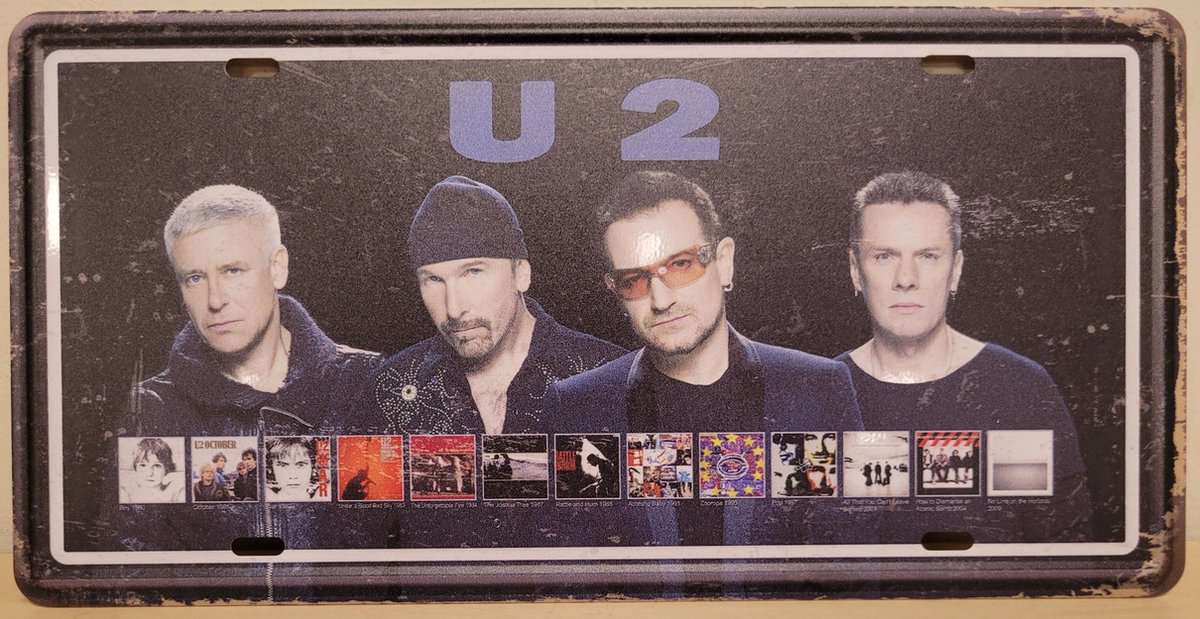 U2 band License plate wandbord van metaal METALEN-WANDBORD - MUURPLAAT ...