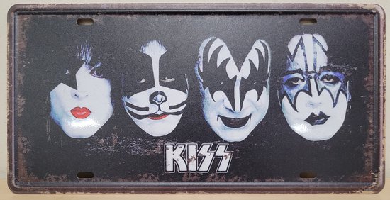Kiss License plate wandbord van metaal METALEN-WANDBORD - MUURPLAAT ...