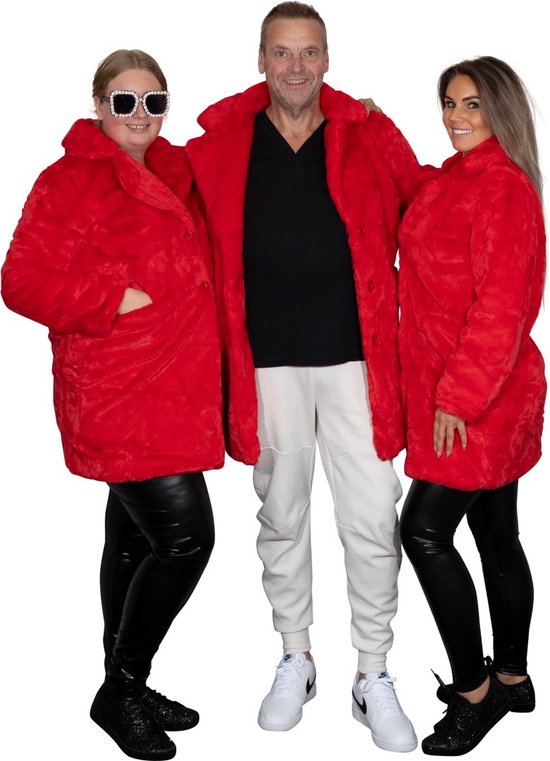 Bontjas - rood - CHIAMAX - 3 kwart - uniseks - S | bol