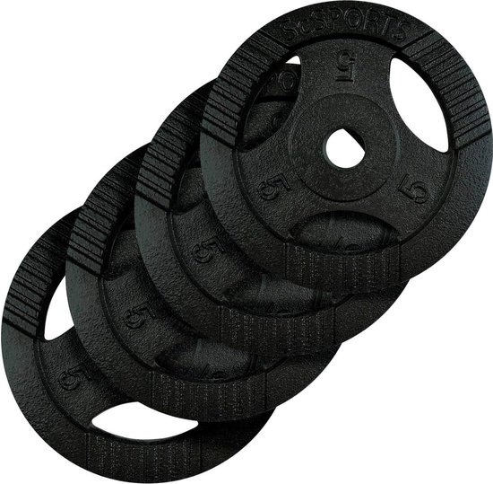 ScSPORTS® - Gietijzeren Halterschijven van 4x 5kg - Totaalgewicht 20kg ...