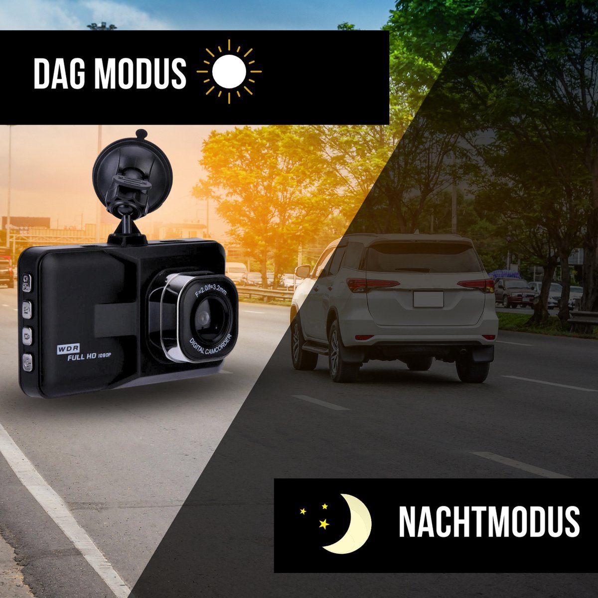 Hoge resolutie dashcam camera voor auto - HD tachograph - 1080p full HD ...