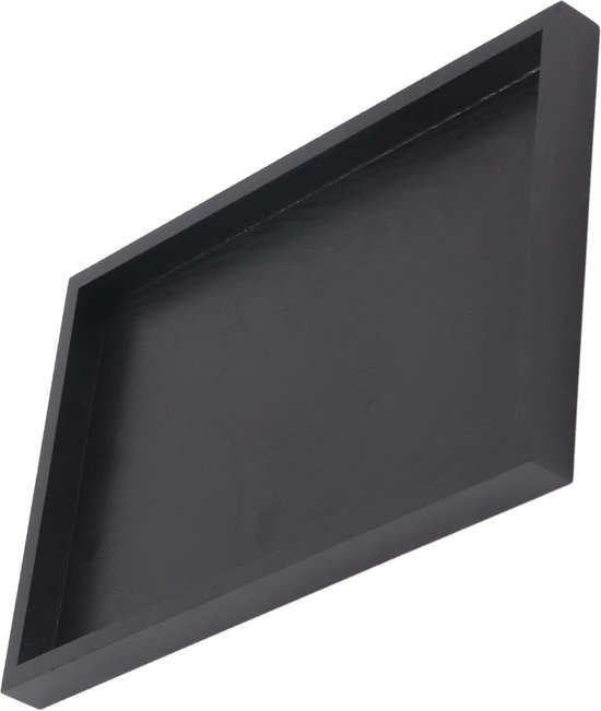 Rectangular Tray Black Solid Wood Tea Tray Coffee Snack Food Meals Multifunctional... | bol