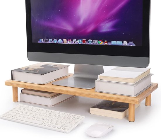 Monitor standaard van bamboe, ergonomische monitor standaard, monitor ...