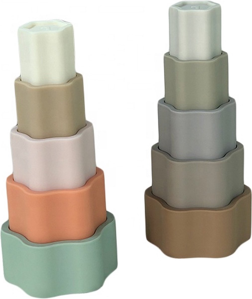 2X Siliconen Baby Stapeltoren - Stapelbekers | Baby speelgoed | Pastel ...