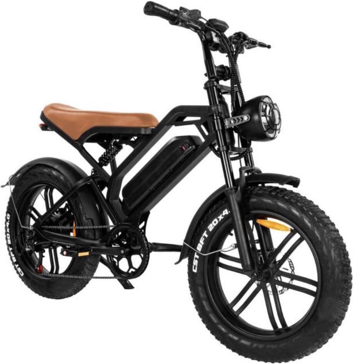Fatbike AGHE V20 - 2023 Model - Bluetooth - Zwart - Bruin zadel ...
