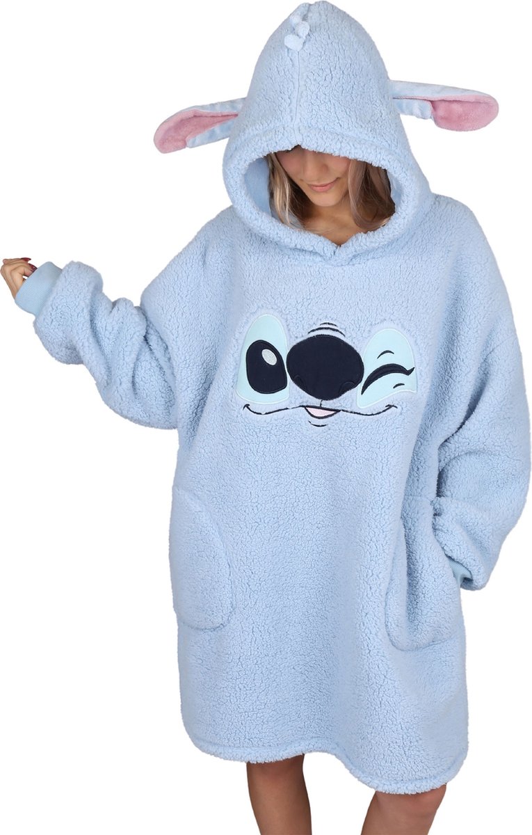 Stitch Disney Damessweatshirt/-badjas, blauwe deken met capuchon ...