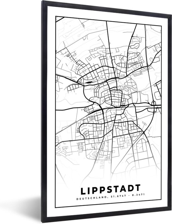 Fotolijst incl. Poster - Lippstadt - Plattegrond - Stadskaart - Kaart ...