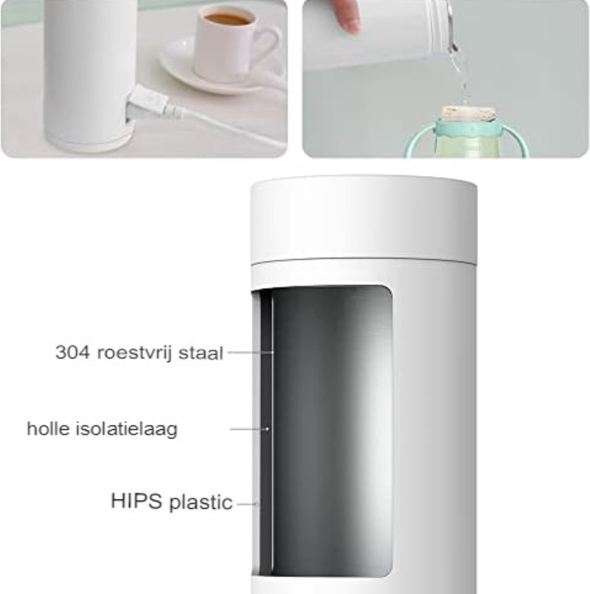 400 ml - Draagbare Waterkoker - Reiswaterkoker- Mini Waterkoker - Wit ...