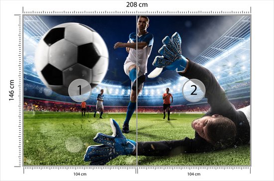 Fotobehang Voetballer Die Een Doel Schiet | bol
