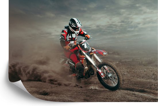 Fotobehang Motorcrosser In De Woestijn | bol
