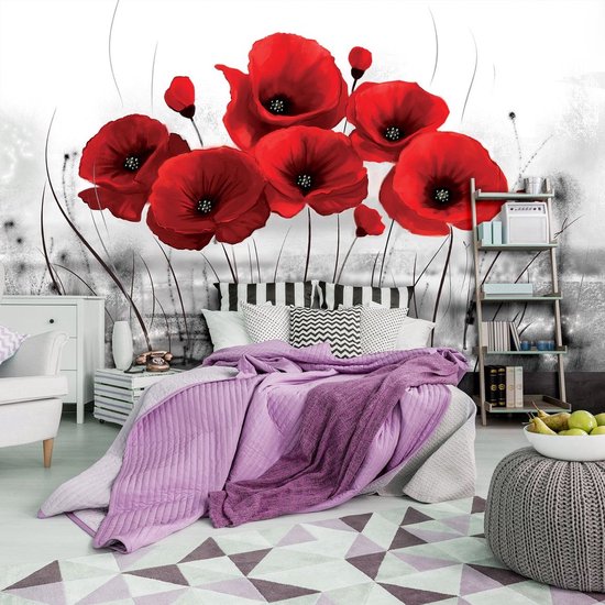 Fotobehang - Vlies Behang - Klaprozen - 254 x 184 cm | bol