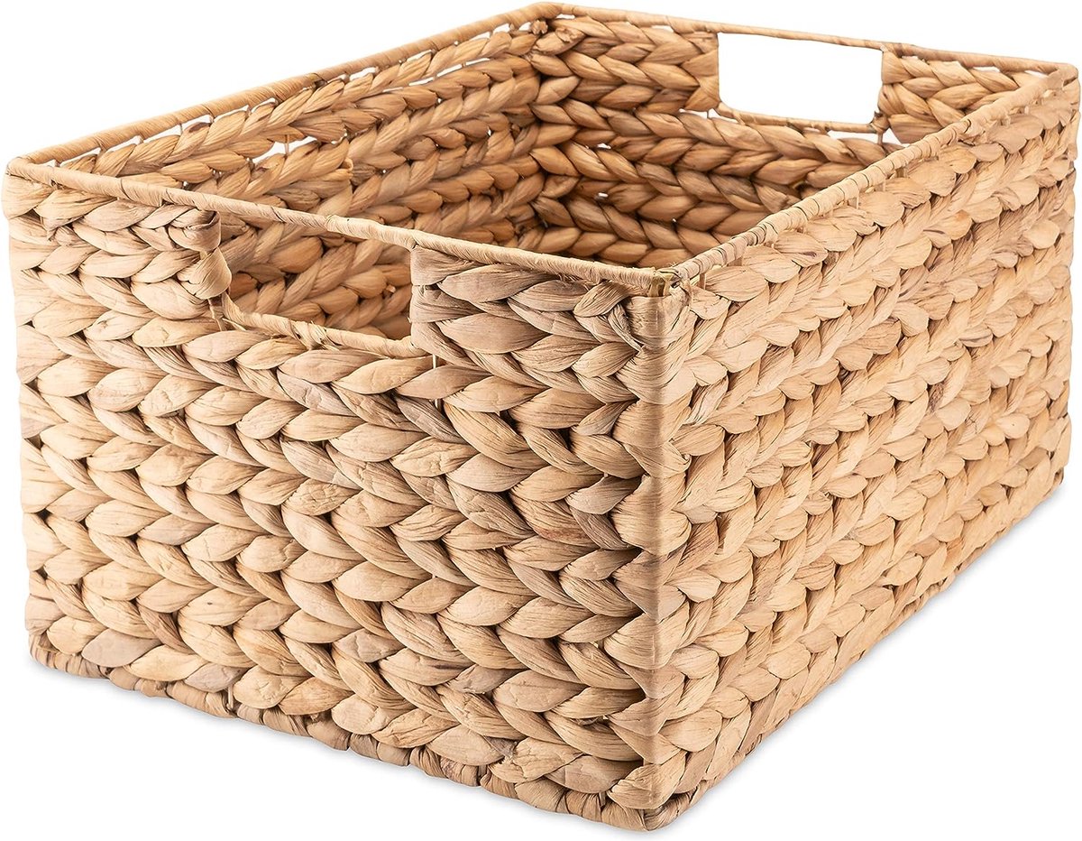Mand opslag gevlochten van waterhyacint - zeegras rechthoekig - 37cm x ...
