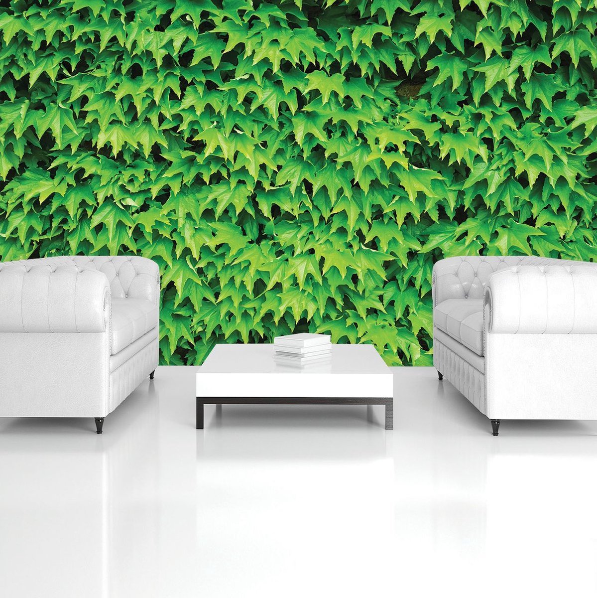 Fotobehang - Vlies Behang - Groene Bladeren Muur - 368 x 254 cm | bol.com