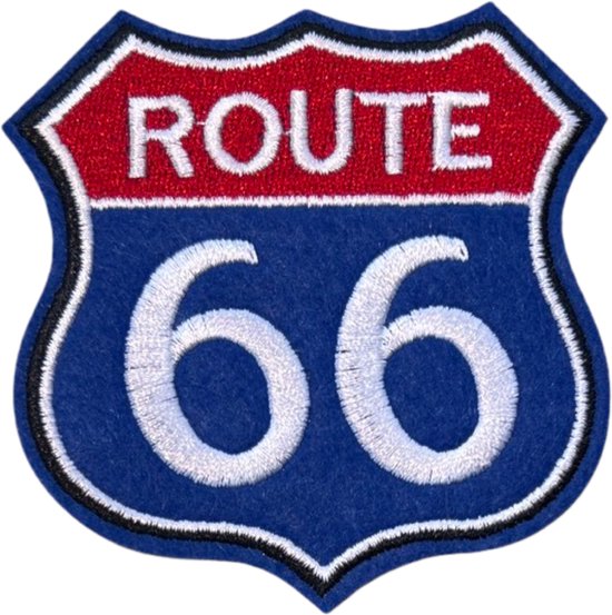 Route 66 USA Strijk Embleem Patch 8.6 cm / 8.3 cm / Blauw Rood Wit | bol
