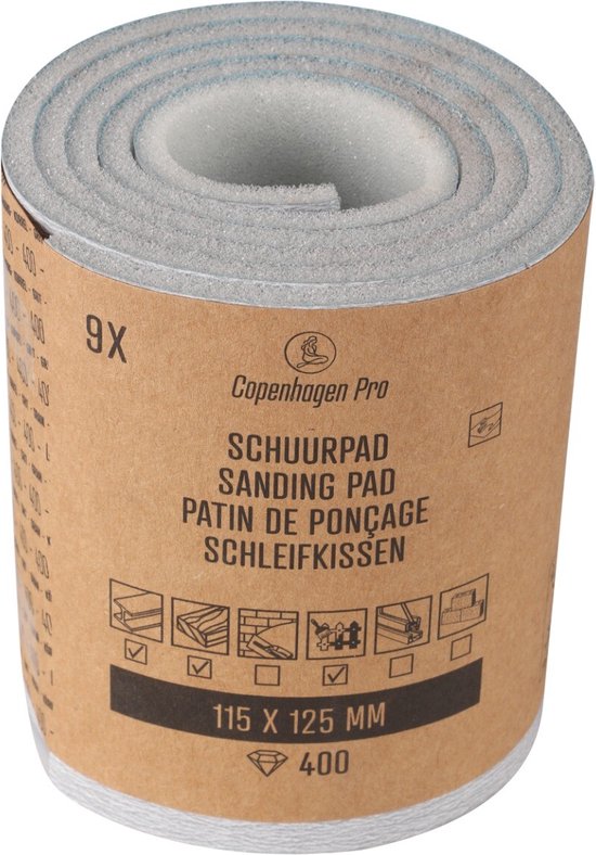 Copenhagen Pro schuurpad - fijn - korrel 400 - 115 x 125 mm - 9 stuks | bol