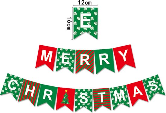 Merry Christmas Vlaggen Slinger - Rood - Groen - Letterslinger ...