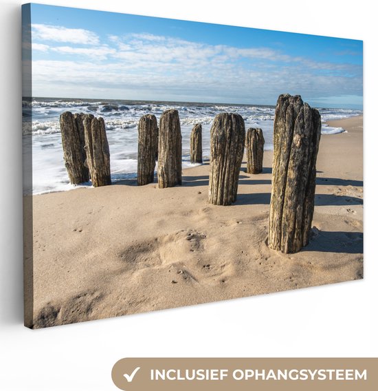 Canvas schilderij - Strand - Zee - Golf - Schilderij woonkamer - Slaapkamer - Canvas... | bol