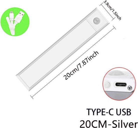 LED Lamp Beweging Sensor Oplaadbaar / Draadloos / 5V / USB / Accu ...