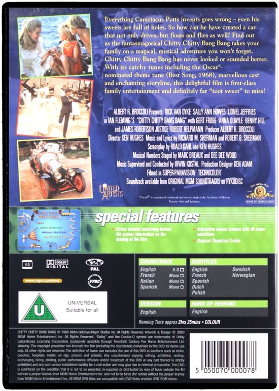 Chitty Chitty Bang Bang DVD - Familiefilm met liedjes - 1968 | bol