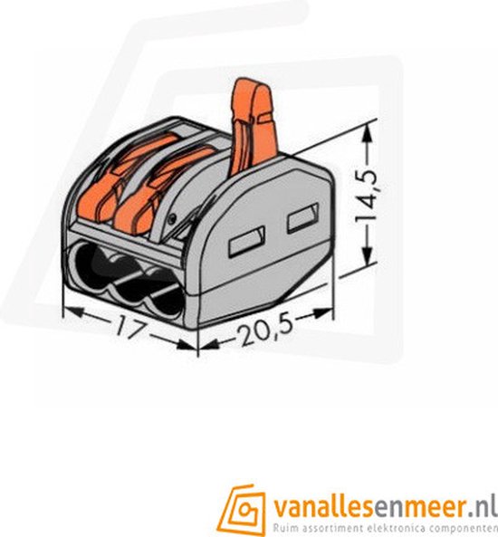 Verbindingsklem Lasklem Draadklemmetje 3-weg 250V lasdop PCT-213 ...