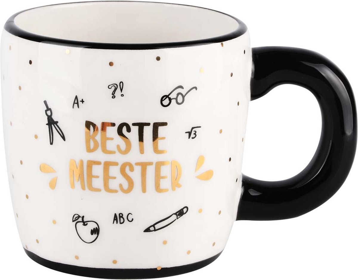 Dekoratief | Mok 'Beste Meester', keramiek, goud/wit/zwart, 13x9x10cm ...
